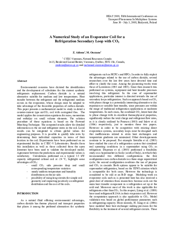 (PDF) A Numerical Study of an Evaporator Coil for a Refrigeration ...