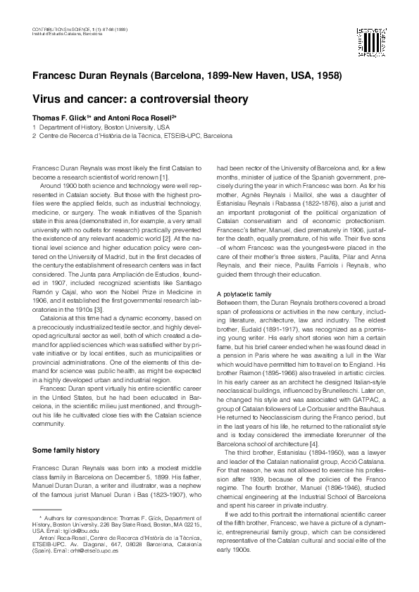 (PDF) Virus and cancer: a controversial theory