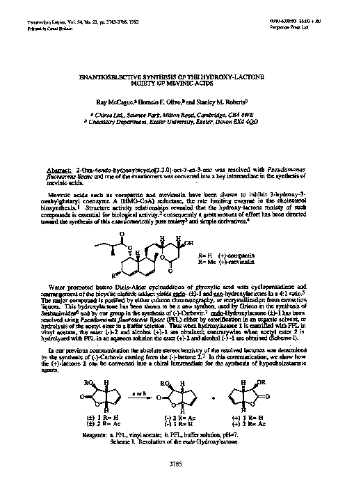 (PDF) Enantioselective synthesis of the hydroxy-lactone moiety of ...