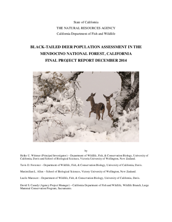 (PDF) Black-tailed deer population assessment in the Mendocino National ...