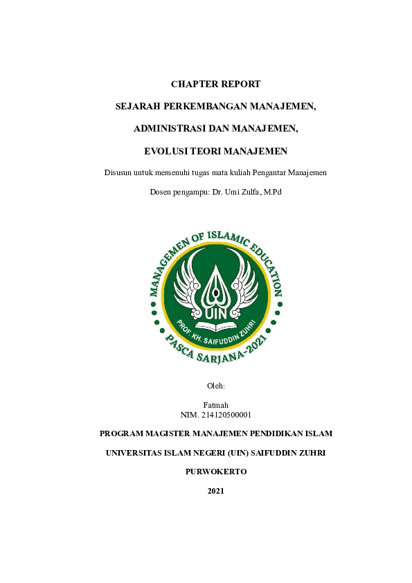 (PDF) Chapter Report Sejarah Perkembangan Manajemen