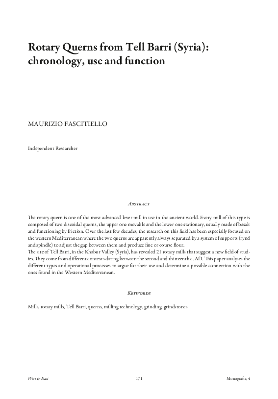 (PDF) Rotary Querns from Tell Barri Syria chronology use and function