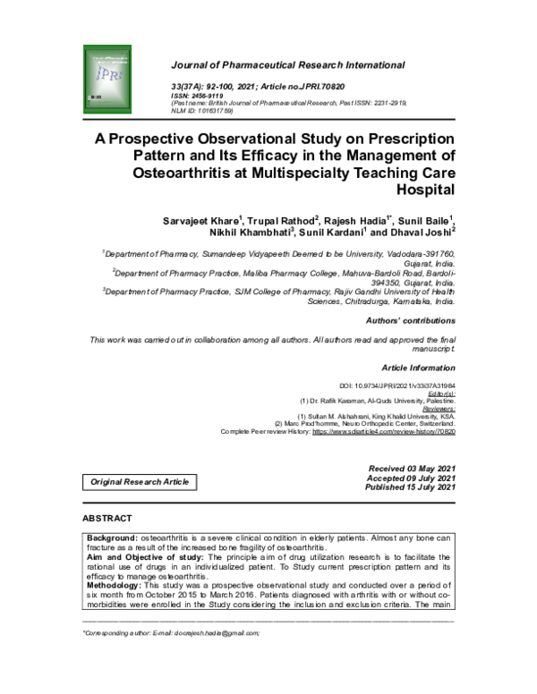 (PDF) A Prospective Observational Study on Prescription Pattern and Its ...