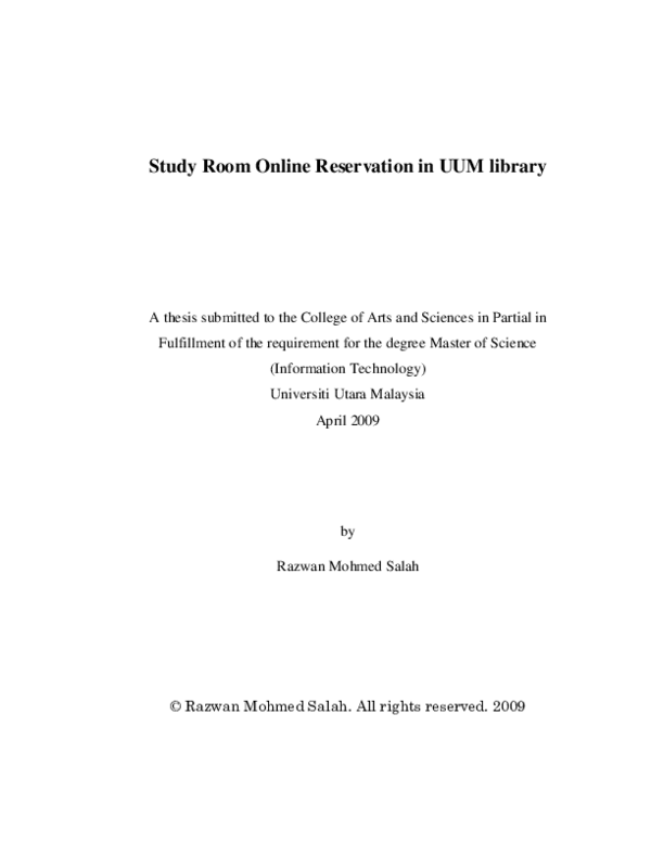 (PDF) Study Room Online Reservation in UUM Library