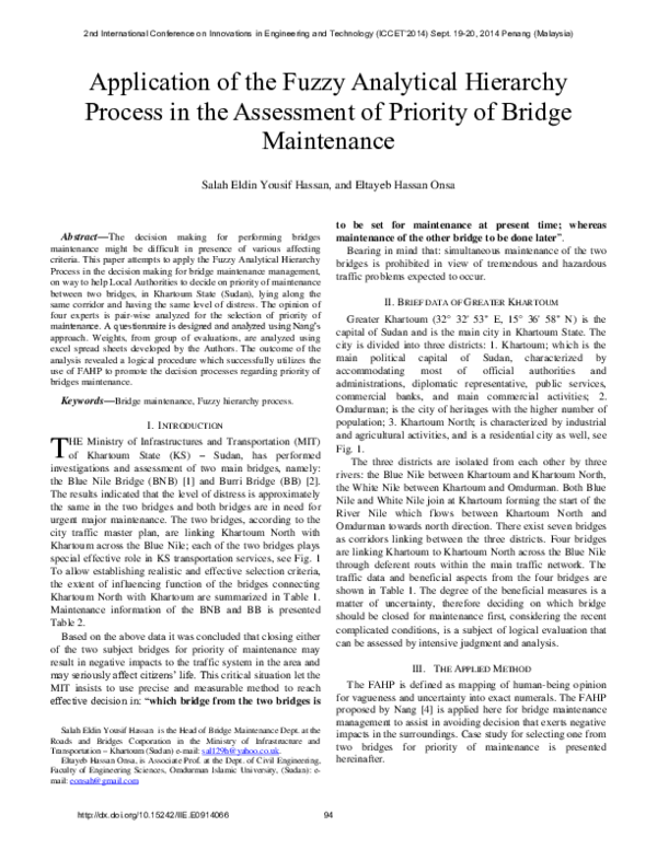 (PDF) Application of the Fuzzy Analytical Hierarchy Process in the Assessment of Priority of ...