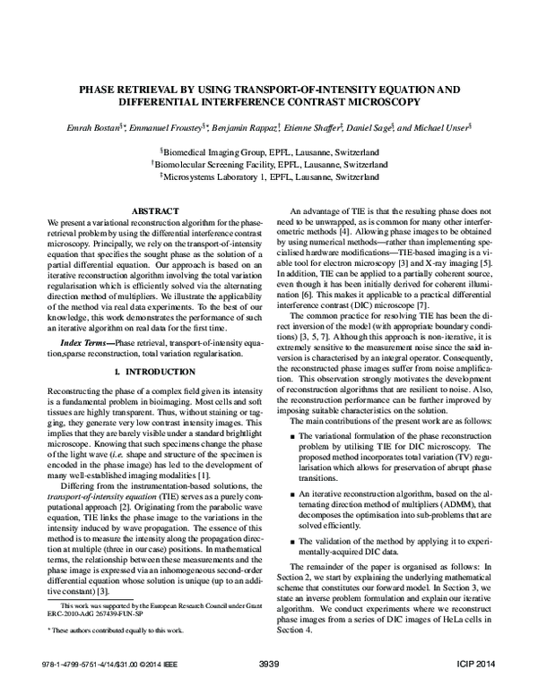 (PDF) Phase retrieval by using transport-of-intensity equation and ...