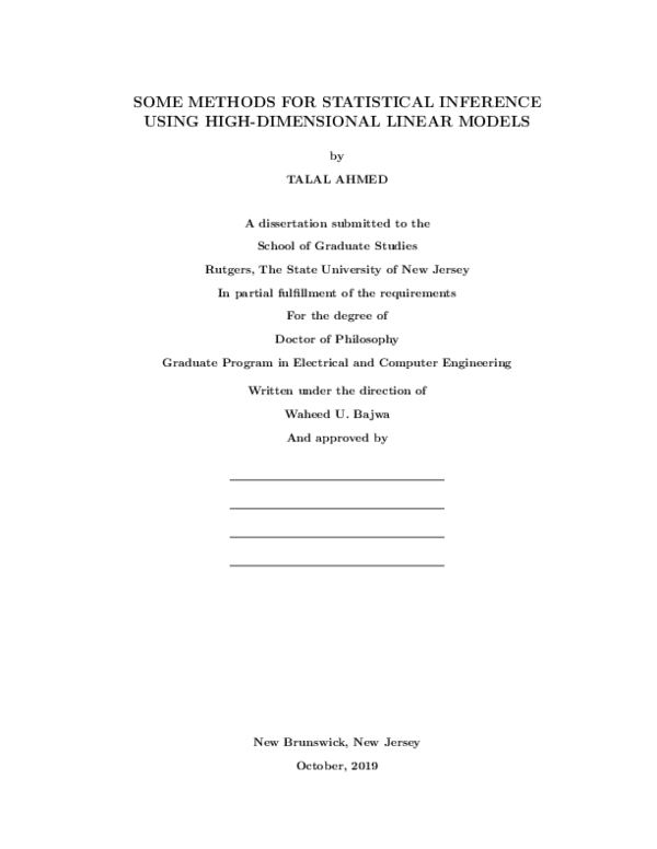 (PDF) Some methods for statistical inference using high-dimensional ...