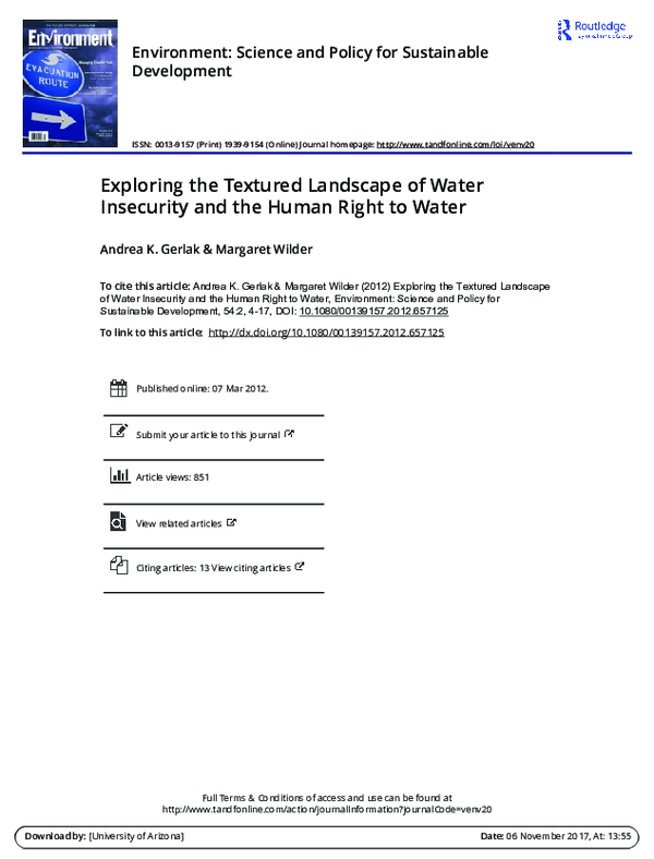 (PDF) Exploring the Textured Landscape of Water Insecurity and the ...