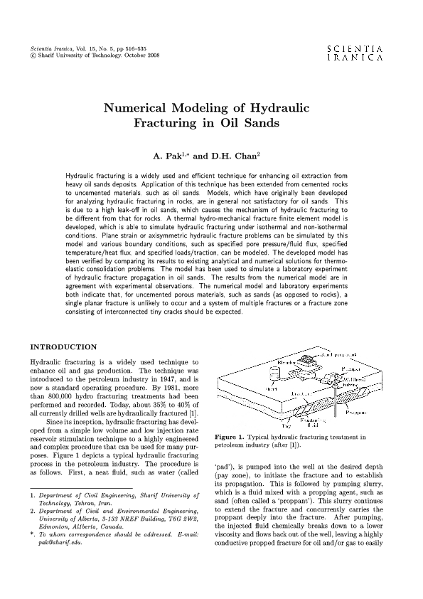 (PDF) Numerical Modeling of Hydraulic Fracturing in Oil Sands