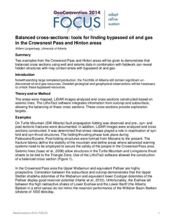 (PDF) Balanced cross-sections: tools for finding bypassed oil and gas ...