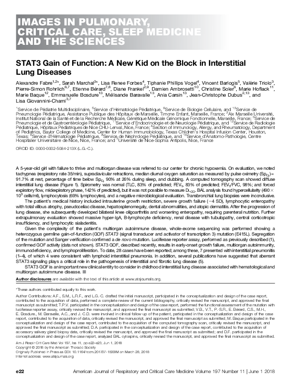 (PDF) STAT3 Gain of Function: A New Kid on the Block in Interstitial ...