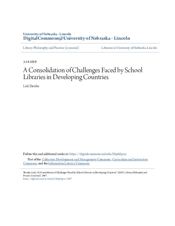 (PDF) A Consolidation of Challenges Faced by School Libraries in ...