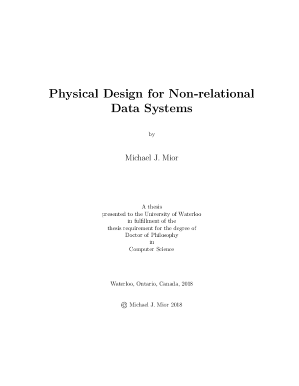 (PDF) Physical Design for Non-relational Data Systems