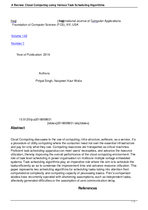 (PDF) A Review: Cloud Computing using Various Task Scheduling ...