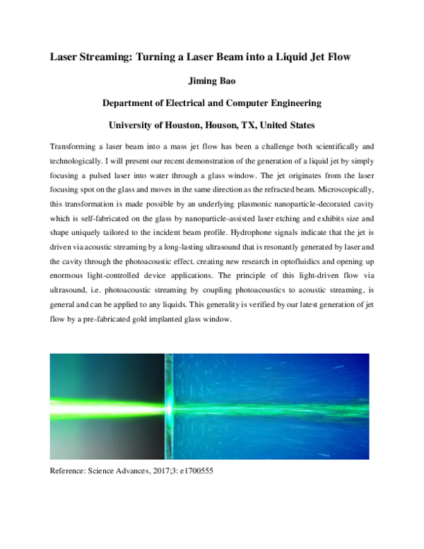 (PDF) Laser Streaming: Turning a Laser Beam into a Liquid Jet Flow ...