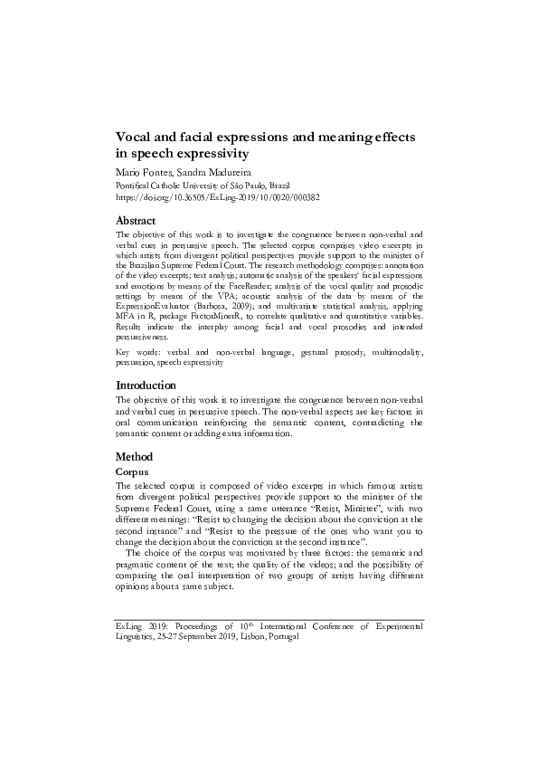 (PDF) Vocal and facial expressions and meaning effects in speech ...