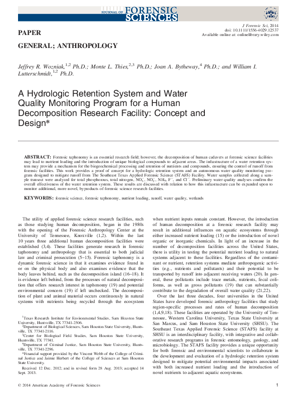 (PDF) A Hydrologic Retention System and Water Quality Monitoring ...