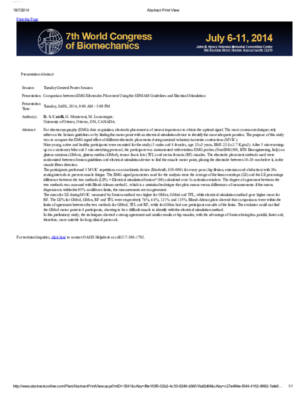 (PDF) Comparison between EMG Electrodes Placement Using the SENIAM ...