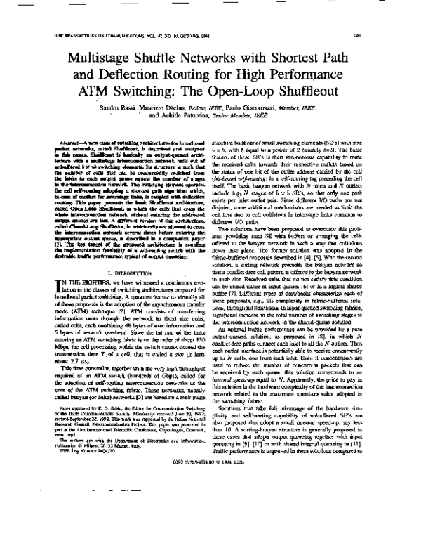 (PDF) Multistage shuffle networks with shortest path and deflection ...