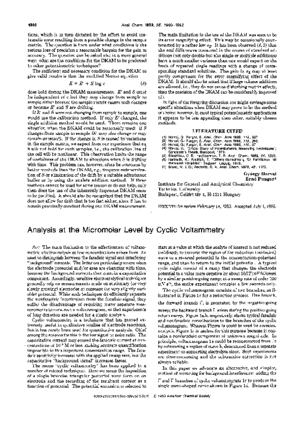 (PDF) Analysis at the micromolar level by cyclic voltammetry