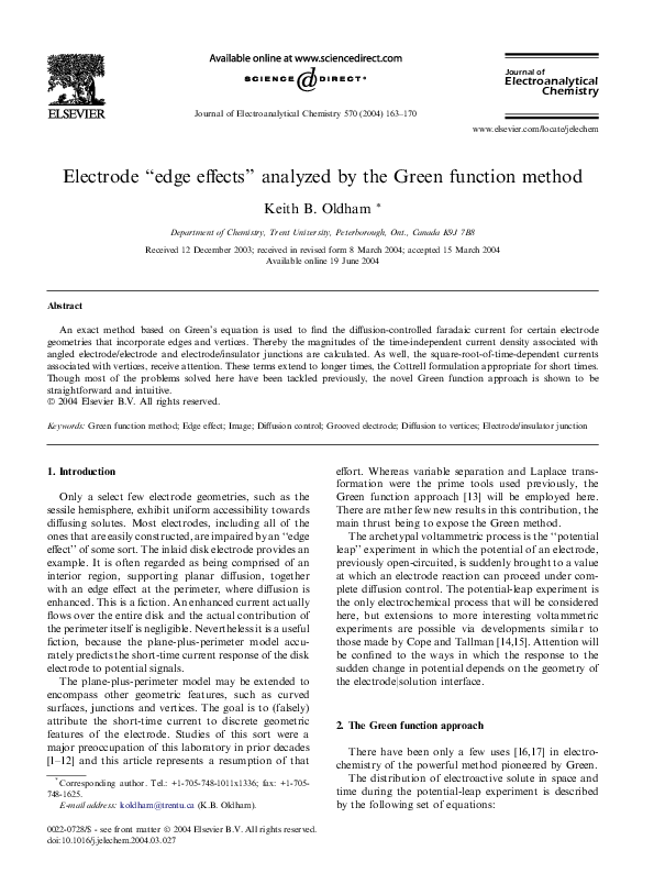 (PDF) Electrode “edge effects” analyzed by the Green function method