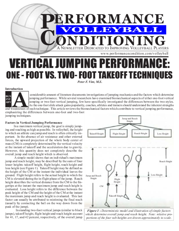 (PDF) Vertical Jumping Performance : One-Foot vs . Two-Foot Takeoff ...