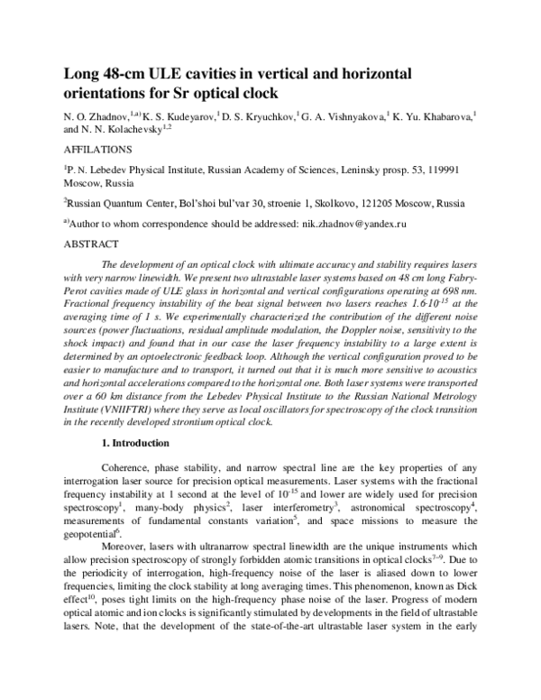 (PDF) Long 48-cm ULE cavities in vertical and horizontal orientations ...