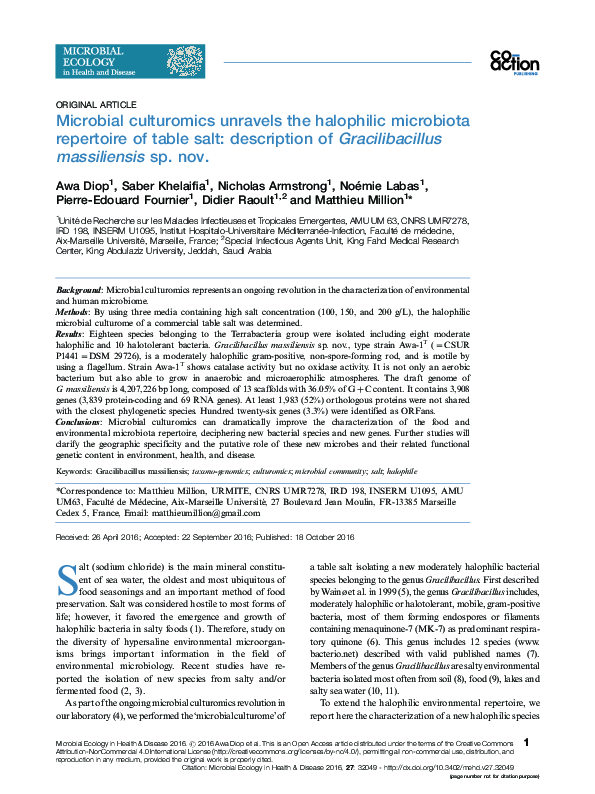 (PDF) Microbial culturomics unravels the halophilic microbiota ...