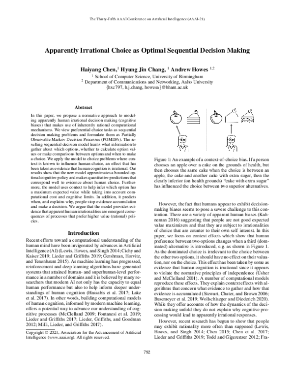(PDF) Apparently Irrational Choice as Optimal Sequential Decision Making