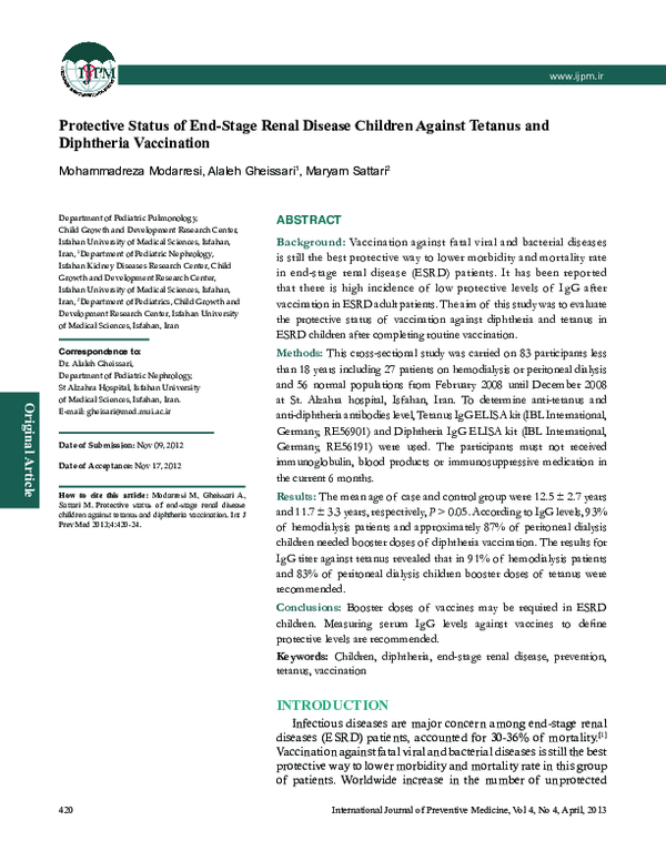 (PDF) Protective status of end-stage renal disease children against ...