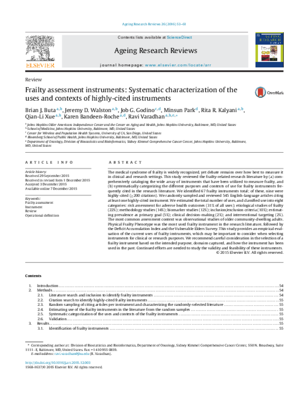 (PDF) Frailty Assessment Instruments: Identification and Systematic ...