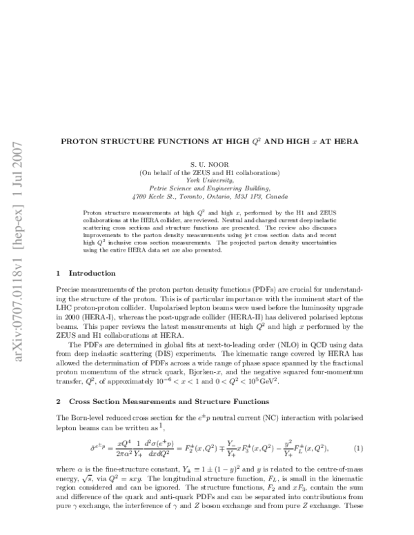 (PDF) Proton Structure Functions at High $Q^{2}$ and High x at HERA
