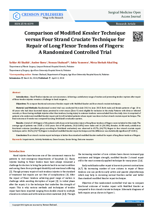 (PDF) Comparison of Modified Kessler Technique versus Four Strand ...