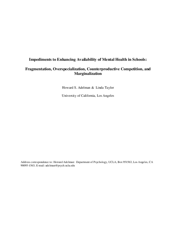 (PDF) Fragmentation, Overspecialization, Counterproductive Competition ...