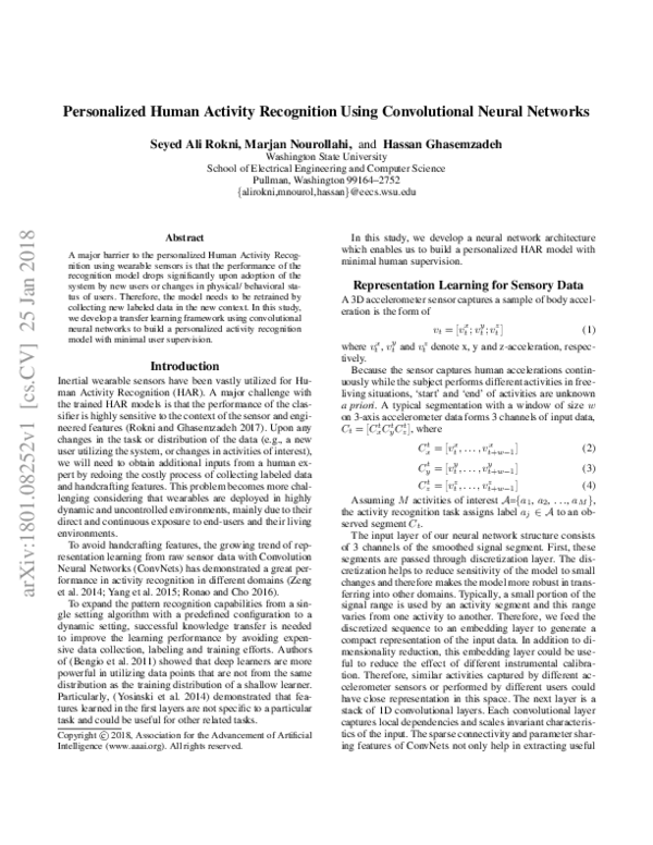 (PDF) Transfer Learning for Personalized Activity Recognition
