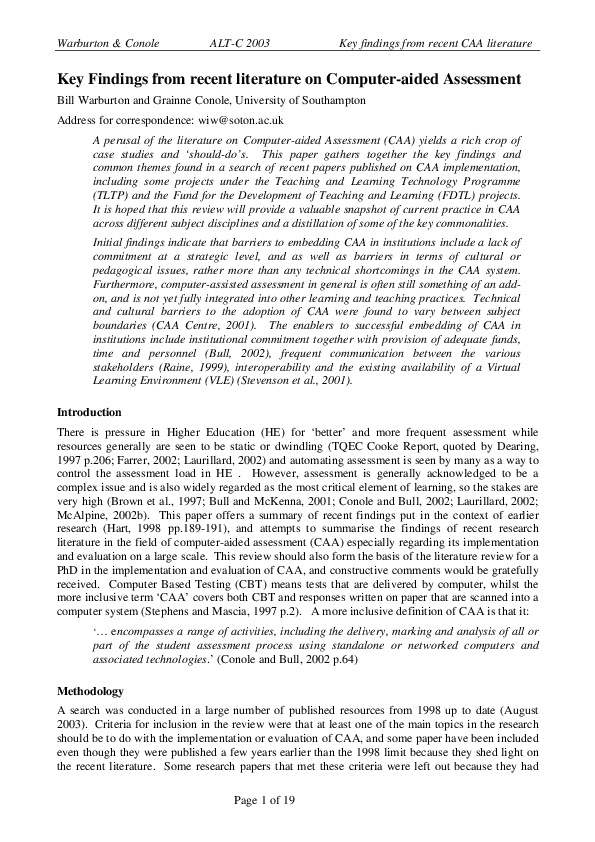 (PDF) Insights on Computer-Aided Assessment Implementation Challenges