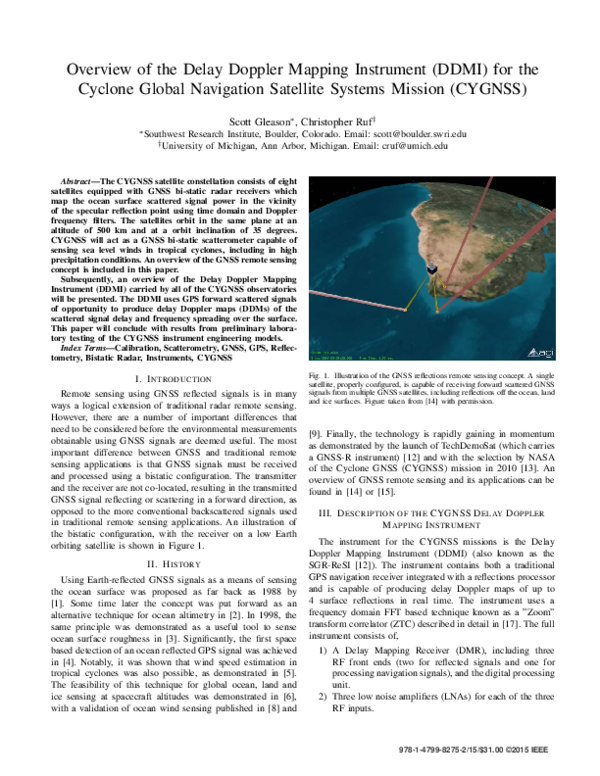 (PDF) Overview of the Delay Doppler Mapping Instrument (DDMI) for the ...