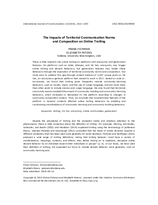 (PDF) The Impacts of Territorial Communication Norms and Composition on ...