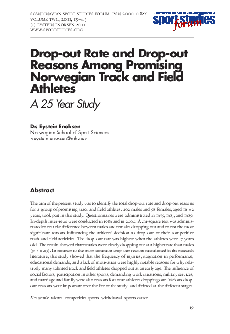 (PDF) Drop-out rate and drop-out reasons among promising Norwegian ...