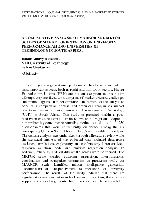 (PDF) A Comparative Analysis of Markor and Mktor Scales of Market ...