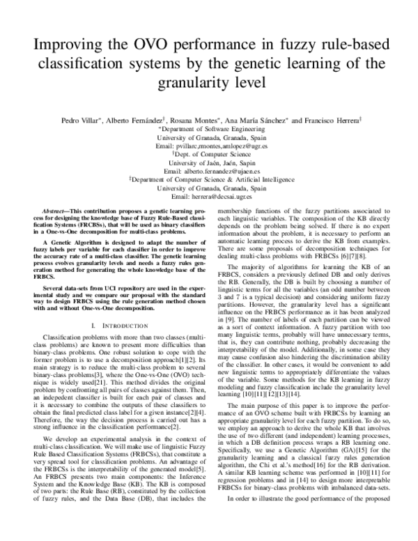 Pdf Genetic Learning For Fuzzy Classifiers Granularity