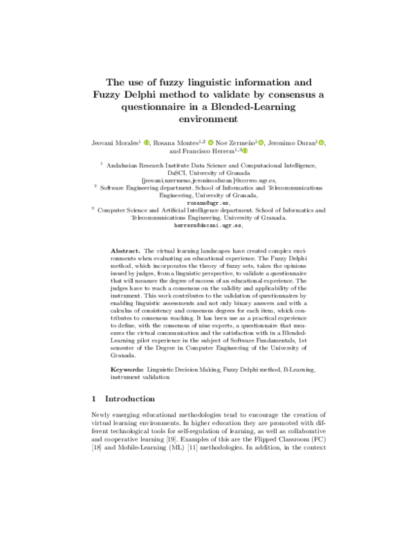 (PDF) The Use of Fuzzy Linguistic Information and Fuzzy Delphi Method to Validate by Consensus a ...