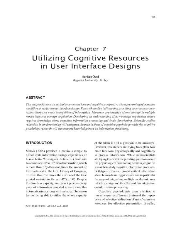 (PDF) Utilizing Cognitive Resources in User Interface Designs