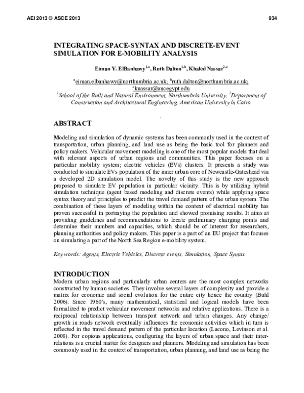 Pdf Integrating Space Syntax And Discrete Event Simulation For E