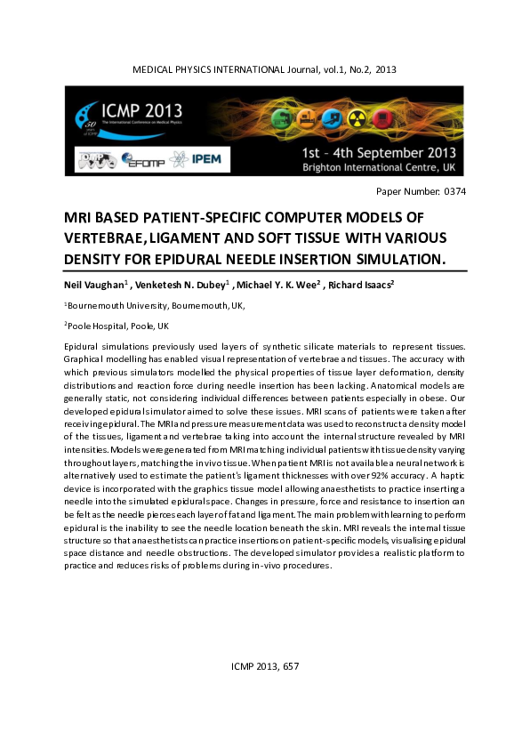 (PDF) MRI based patient-specific computer models of vertebrae, ligament and soft tissue with ...