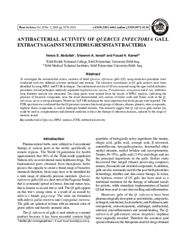 (PDF) Antibacterial Activity of Quercus Infectoria Gall Extracts ...