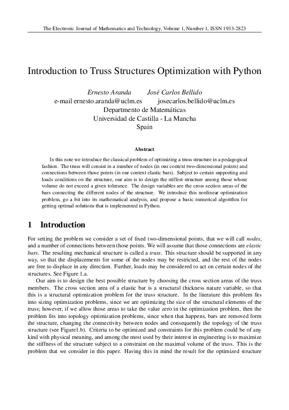 Pdf Introduction To Truss Structures Optimization With Python