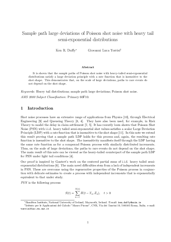 (PDF) Sample path large deviations of Poisson shot noise with heavy ...