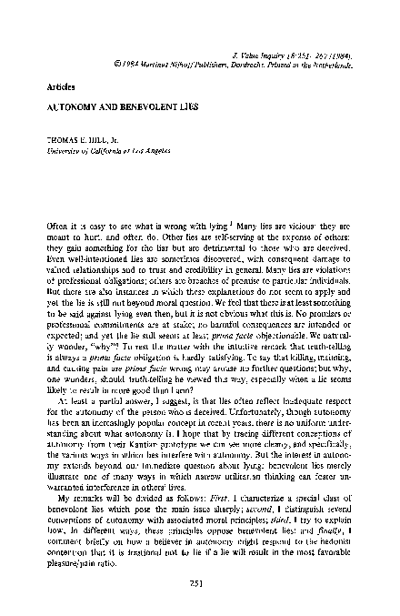 (PDF) Autonomy and benevolent lies