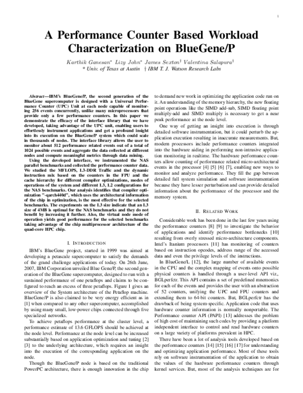 (PDF) A Performance Counter Based Workload Characterization on Blue Gene/P